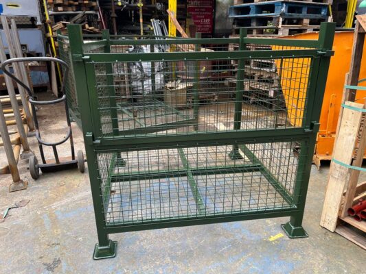 Steel Stillage cage with drop down front - Quickfit Metal Pallets and ...